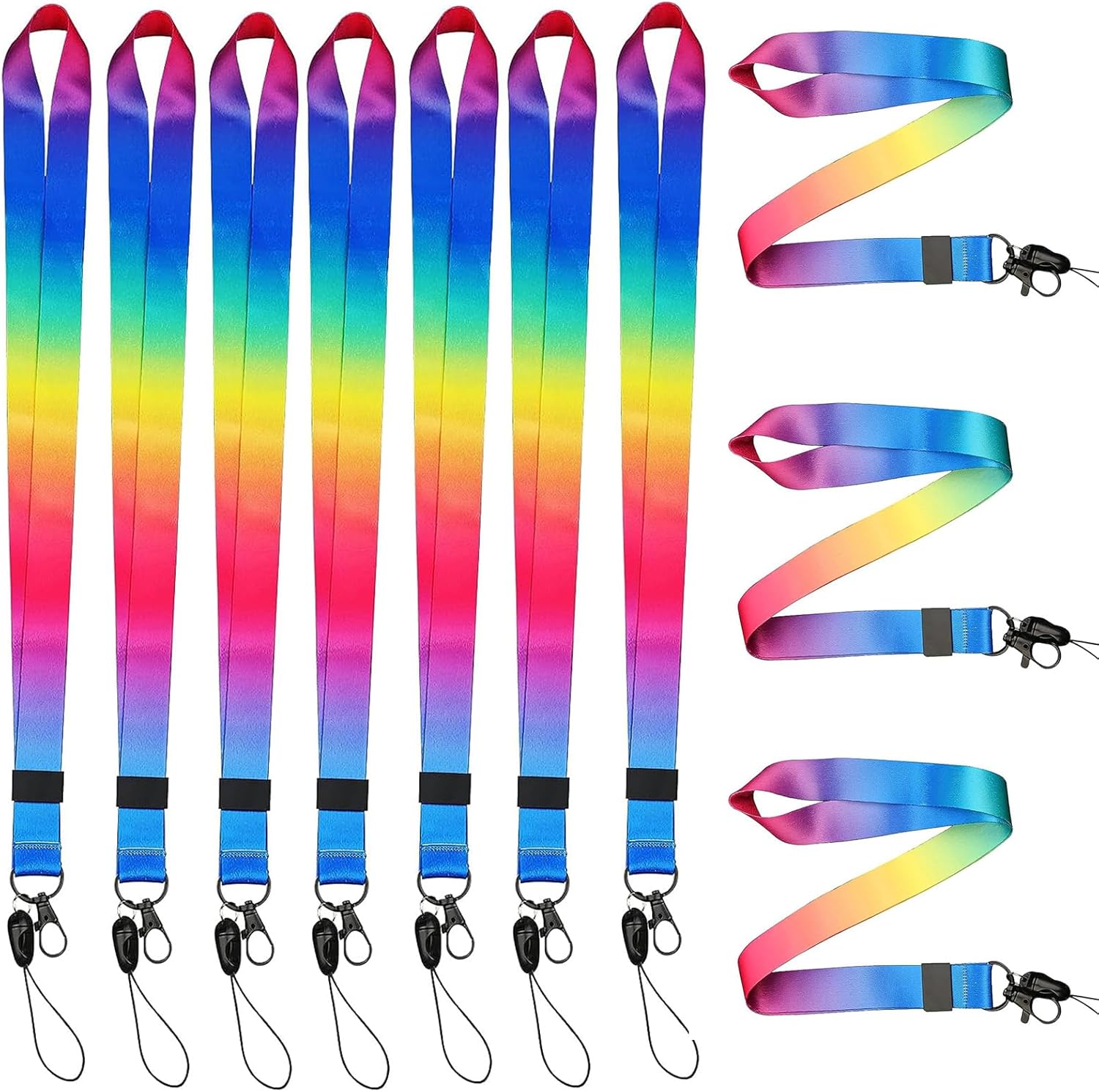 GOTRUST Rainbow Neck Lanyards, 10pcs Colorful Office Lanyard ...