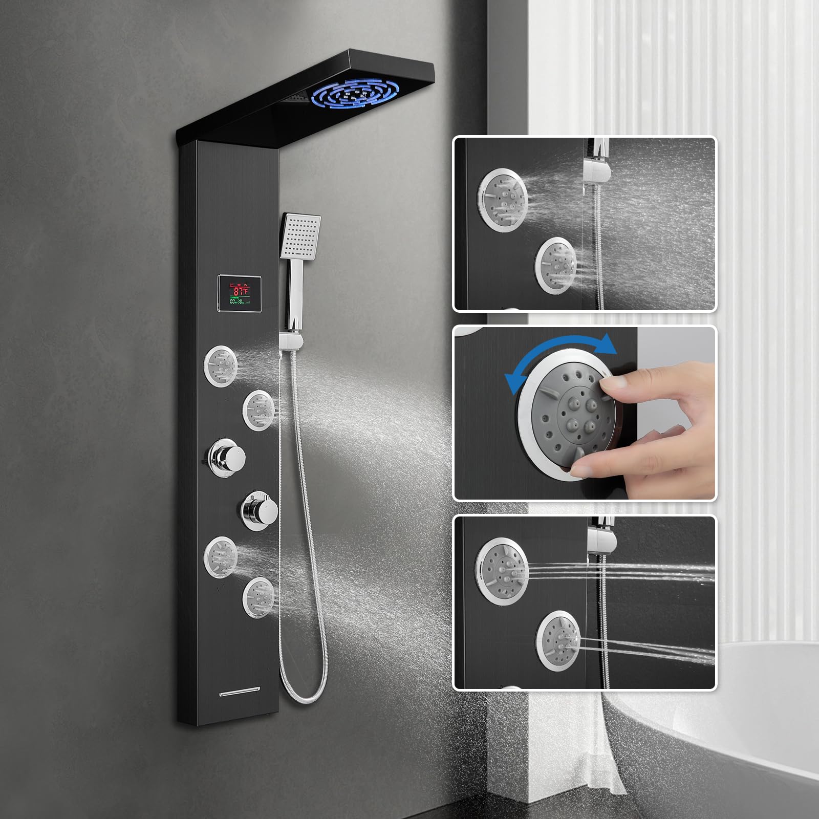 Snapklik.com : OUGOO LED Shower Panel System