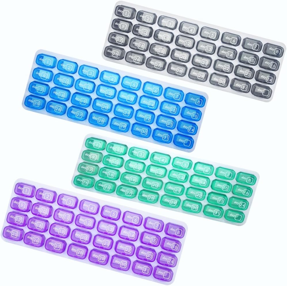 Amazon.com: Monthly Pill Organizer, 4 Packs Large Travel Pill Box 31 ...