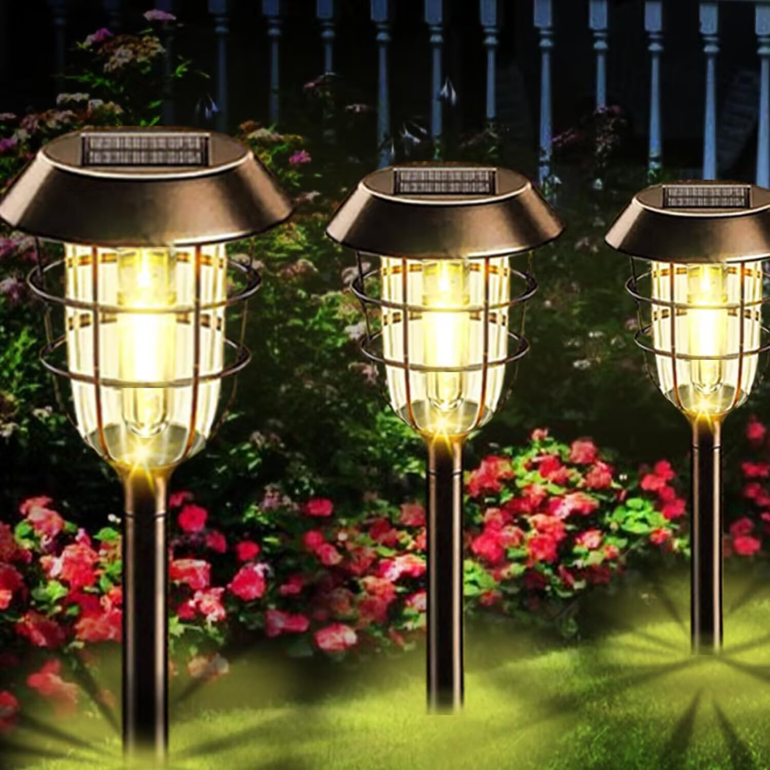 Naturally BIG Solar 8 pc Solar LED Vintage Style Pathway Lights w ...