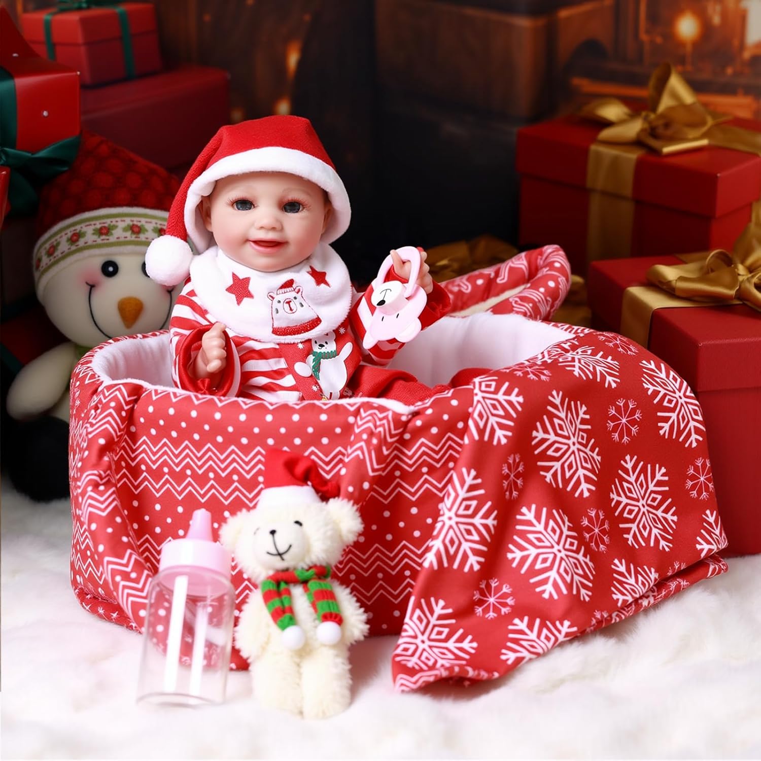 Amazon.com: BABESIDE 9 Pcs Christmas Baby Doll Clothes with Bassinet ...