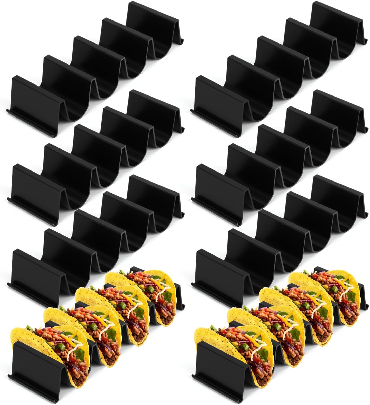 Amazon.com: Baderke Taco Holder Stands Set of 8 Black Large Tray Plates ...