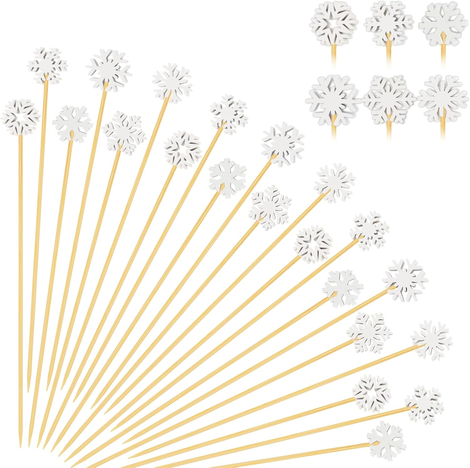 Amazon.com | 100 Christmas Snowflake Cocktail Picks, 6 Kind of Fancy ...
