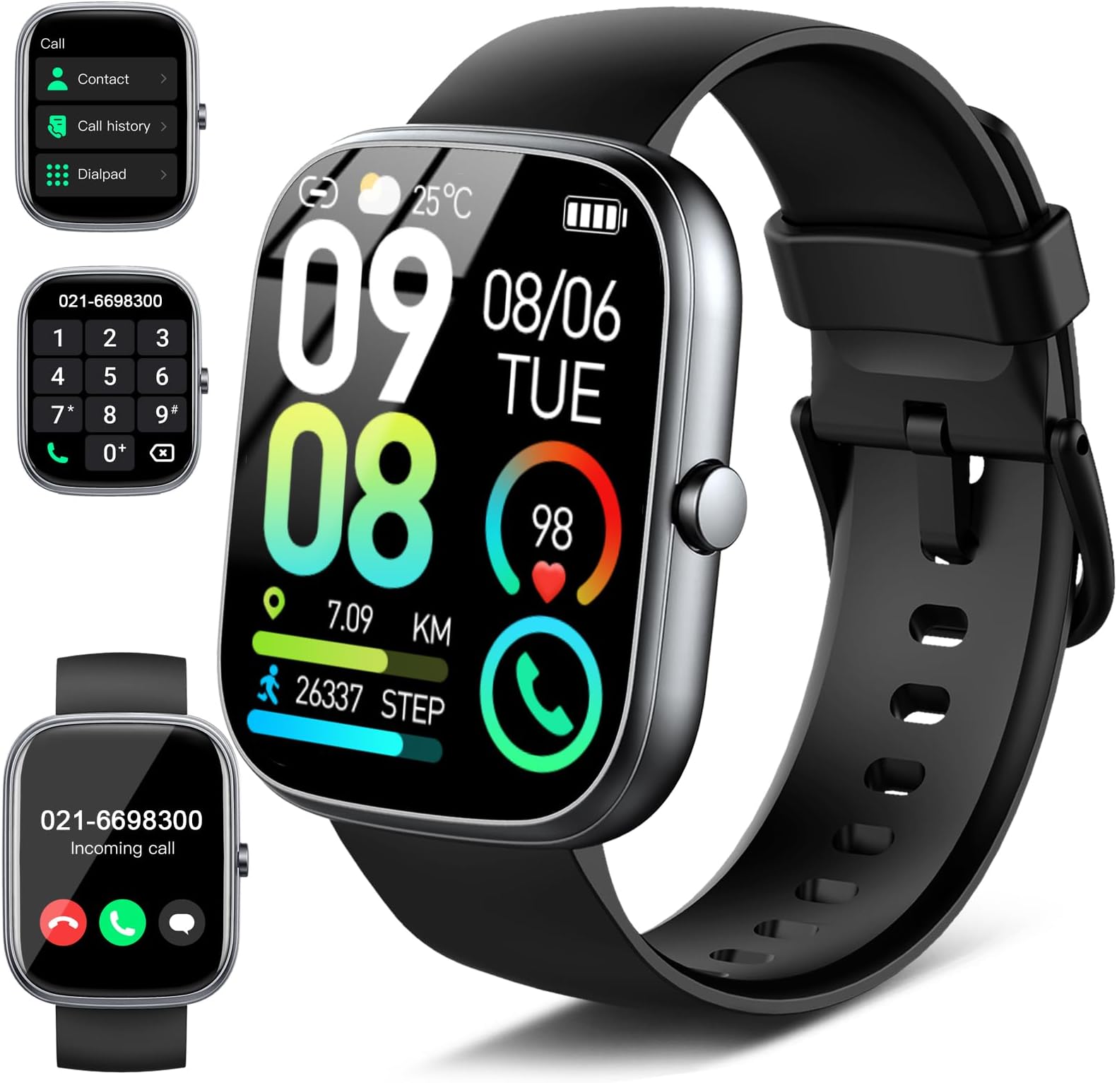 Smartwatch Uomo Donna, 1.91'' Orologio Smartwatch con Effettua/Risposta ...