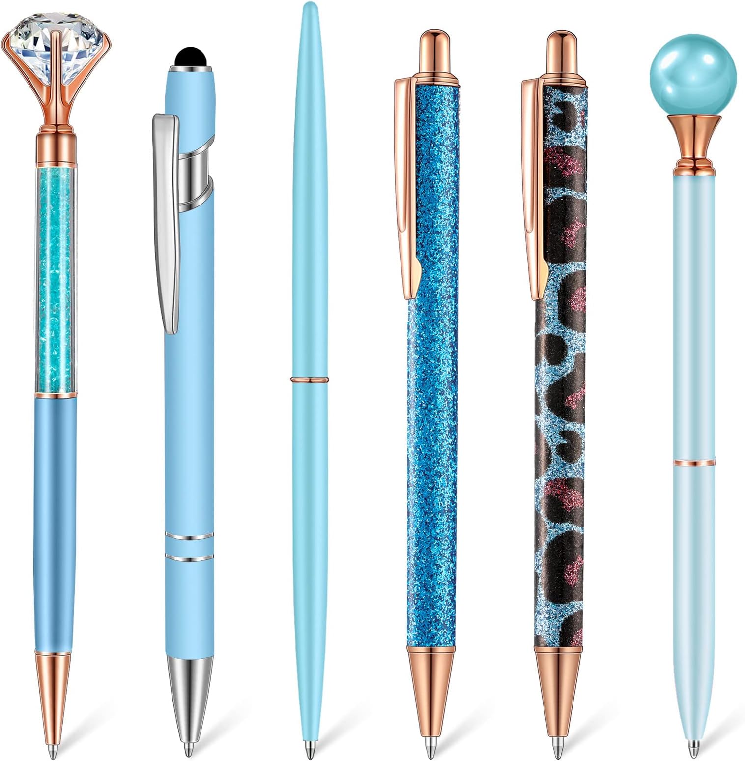Amazon.com : Qeeenar 6 Pcs Ballpoint Pens Set Metal Crystal Diamond Pen ...