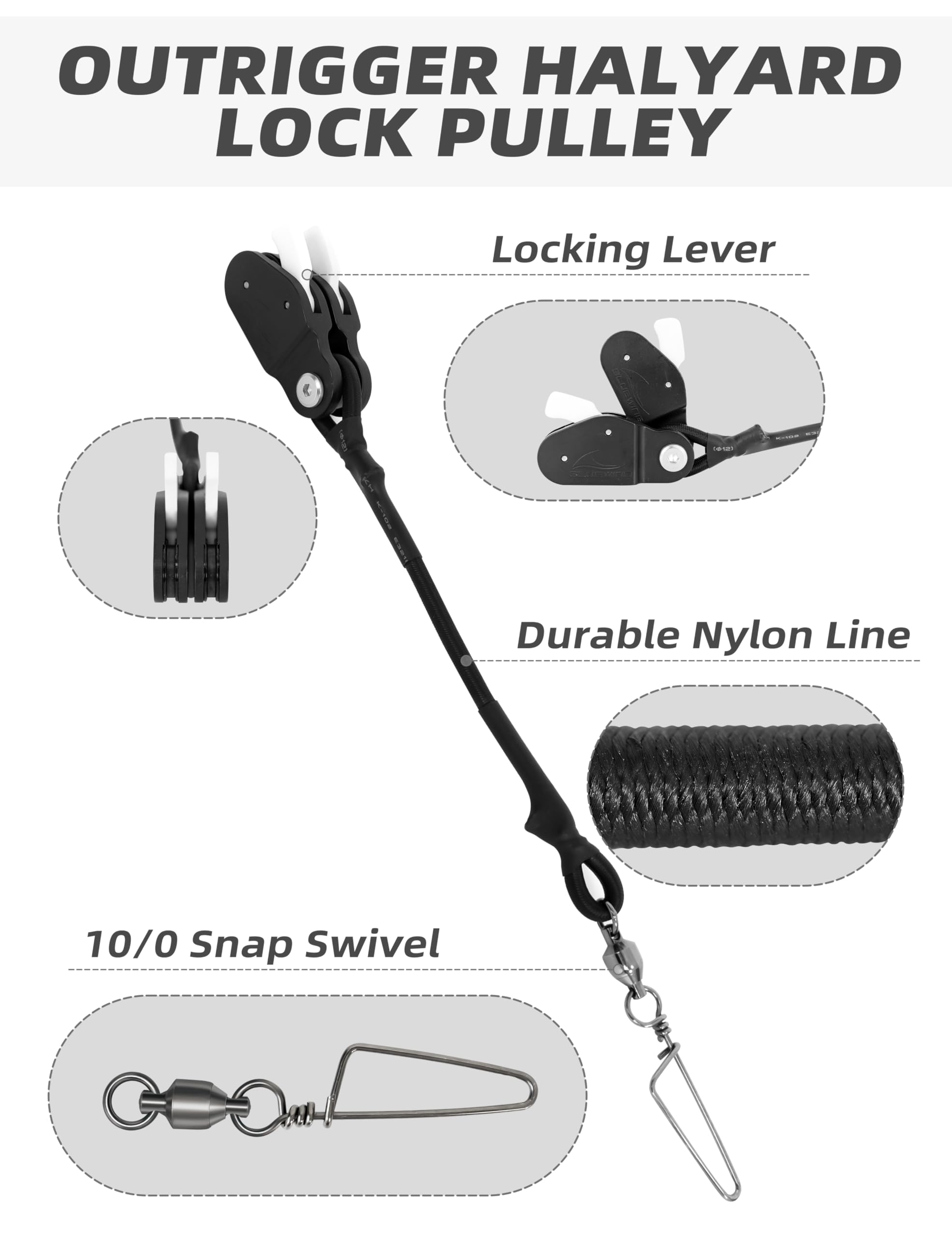 Snapklik.com : BLUEWING Outrigger Halyard Lock Pulley Single/Double ...