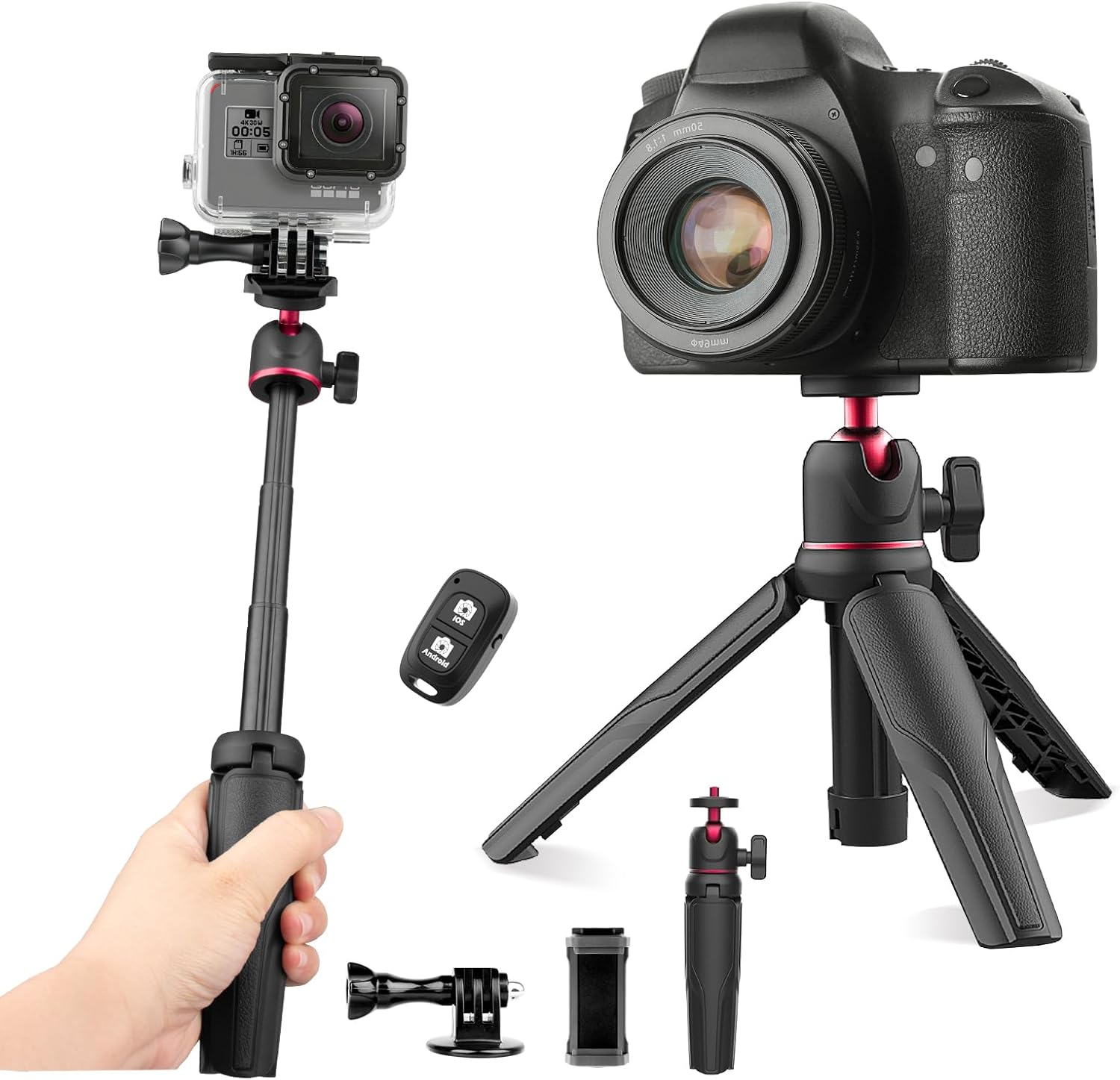 Amazon.com : Eicaus Mini Selfie Stick Tripod for Gopro, Small Camera ...