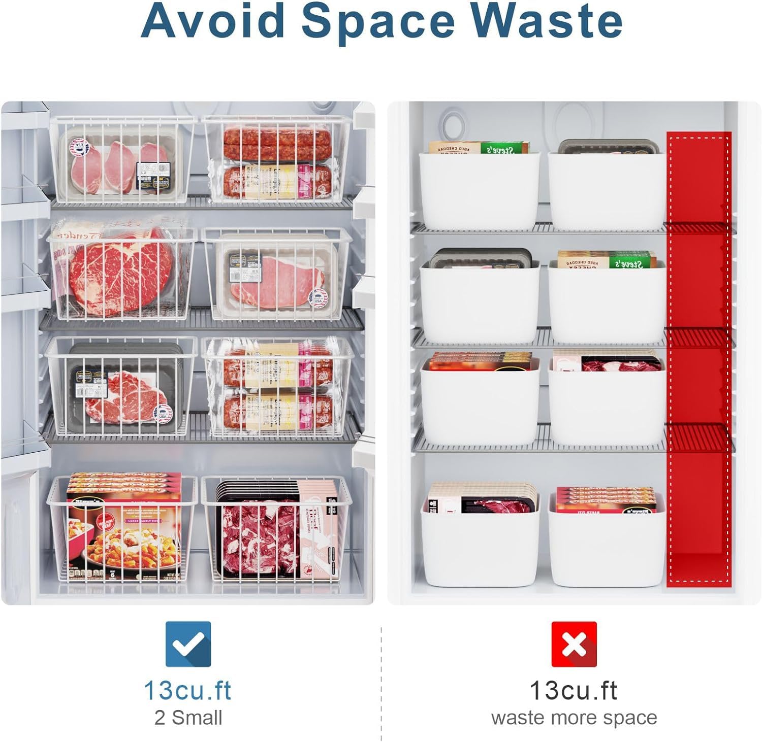 Snapklik.com : iSPECLE Upright Freezer Organizer Bins - 6 Pack Small ...