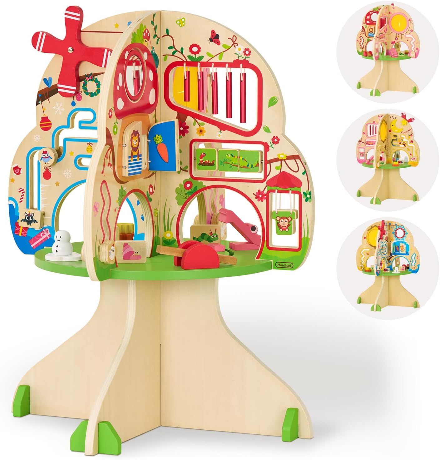 Amazon.com: Monläurd® Montessori Wooden Tree Activity Center, Sensory ...