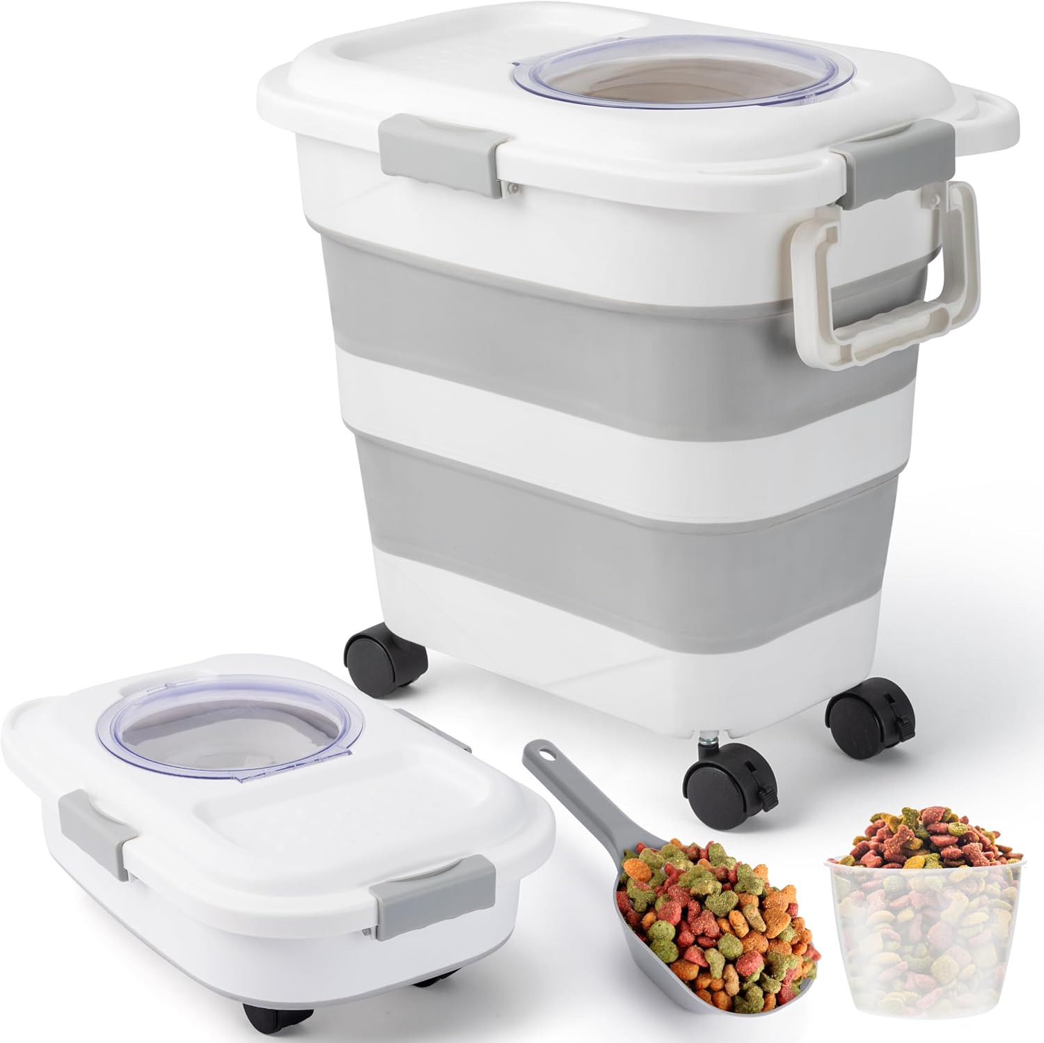 Amazon.com: Dog Food Storage Container, Collapsible Pet Food Container ...