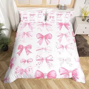 Homewish Pink Bow Bedding Single Size, Dreamy Princess Style Duvet ...