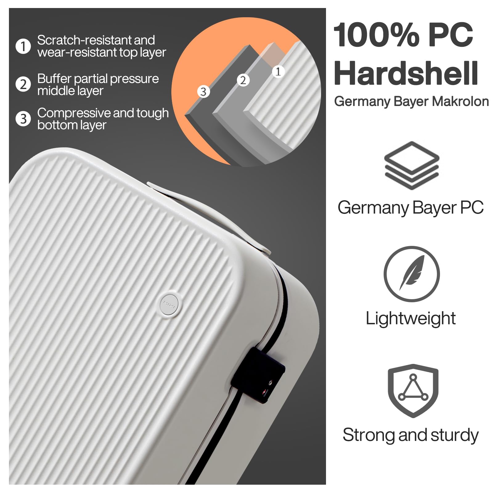 Snapklik.com : Mixi Hardside PC Suitcase 20 Inch Carry On Luggage Spinner Wheels TSA