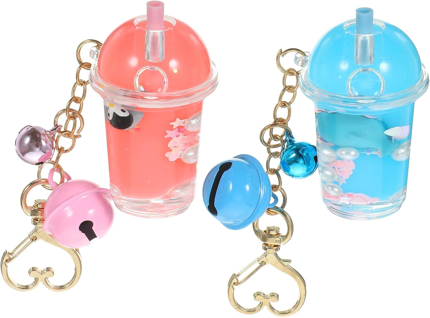 Amazon.com: BEOSOFLOY 2pcs Tea Keychain with Liquid Quicksand Keychains ...