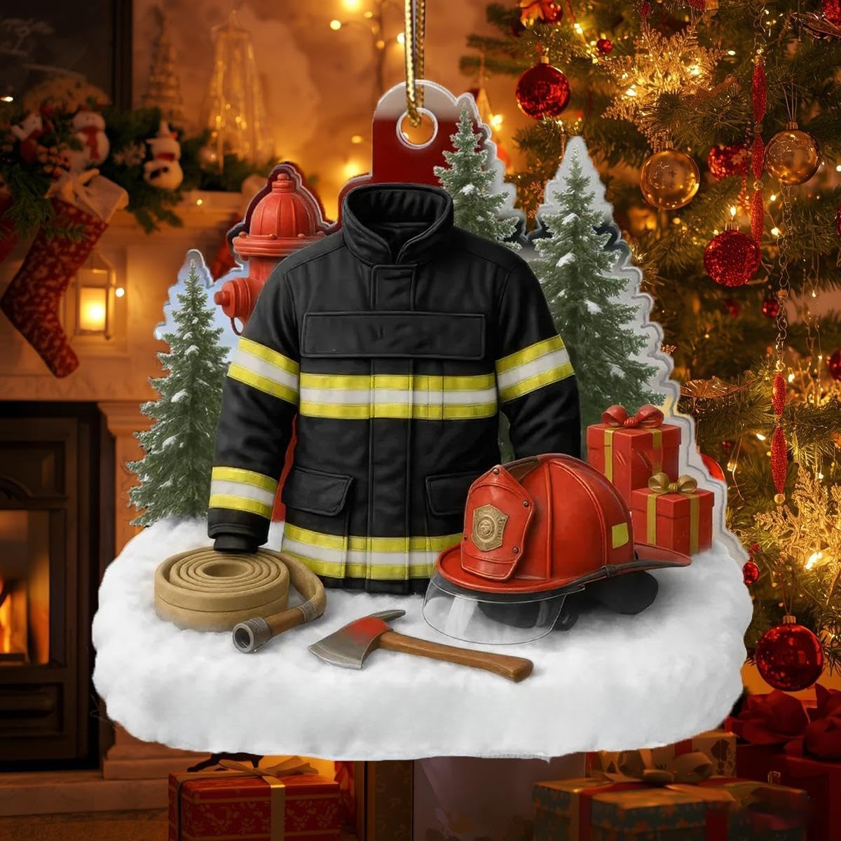 Amazon.com: Personalized Firefighter Acrylic Ornament with 3D Effect ...