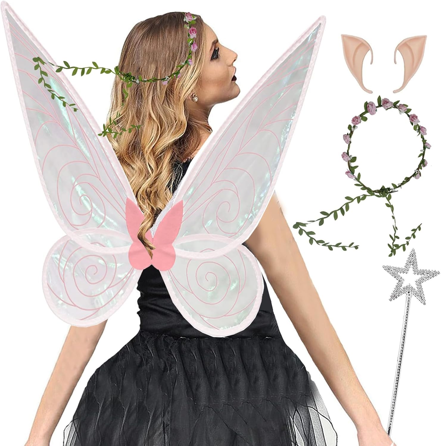 Fairy Wings, 4Pcs Halloween Fancy Dress Up Butterfly Wings Set, Fairy ...