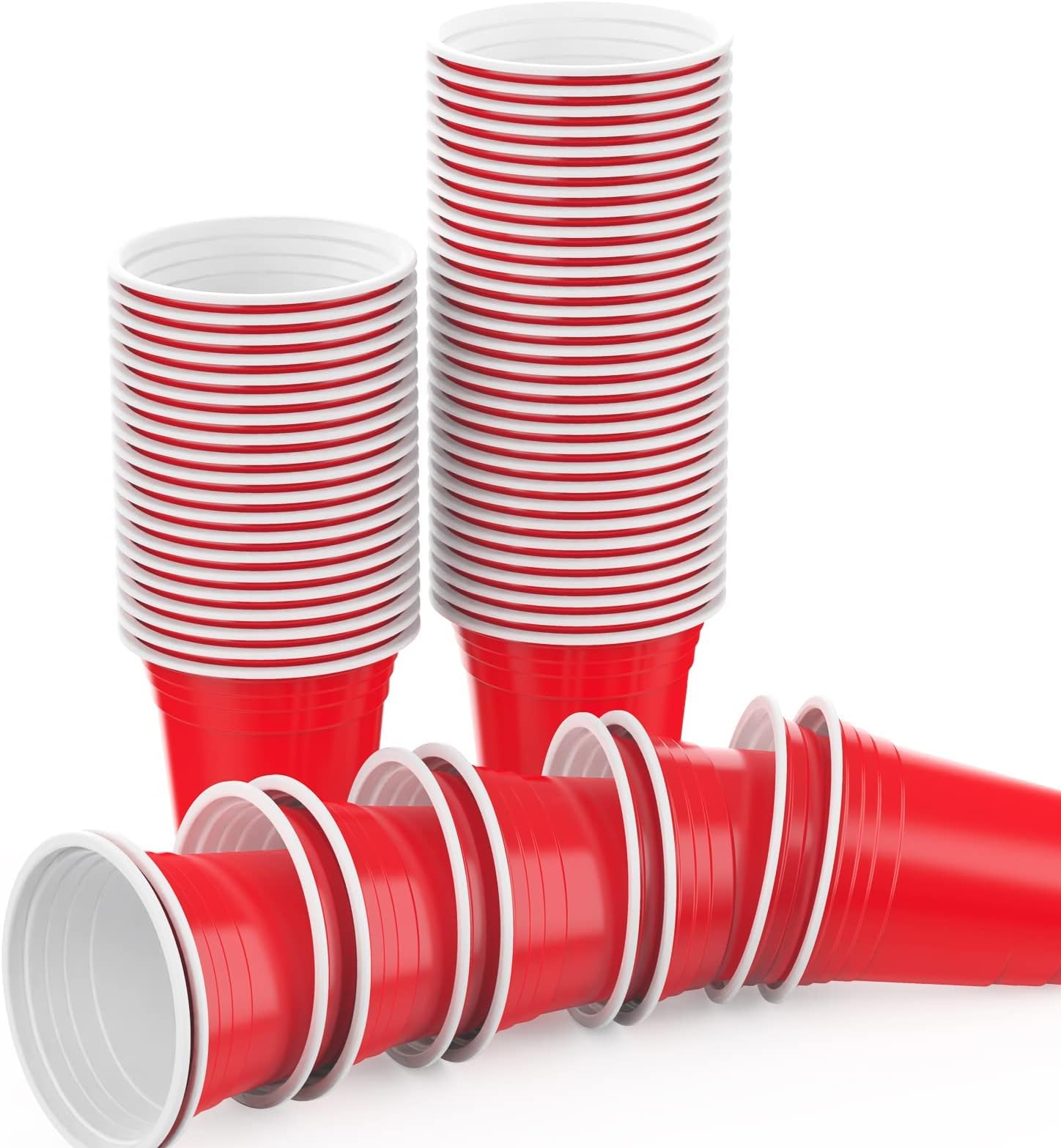ANSIO Disposable Red Plastic Party Cups - 18 oz (525 ml) Disposable ...