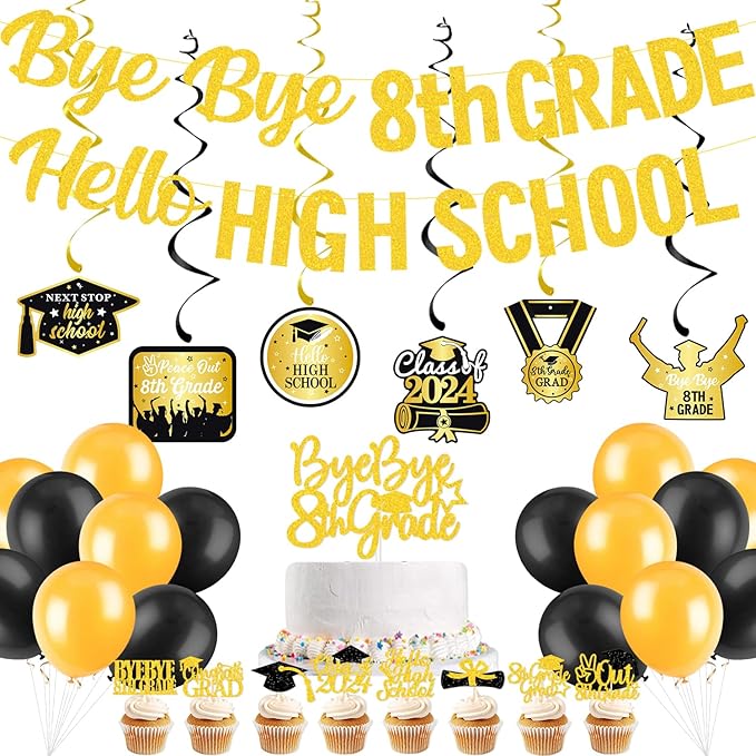 Amazon.com: 8TH Grade Graduation Decorations 2024 with Bye Bye 8th ...
