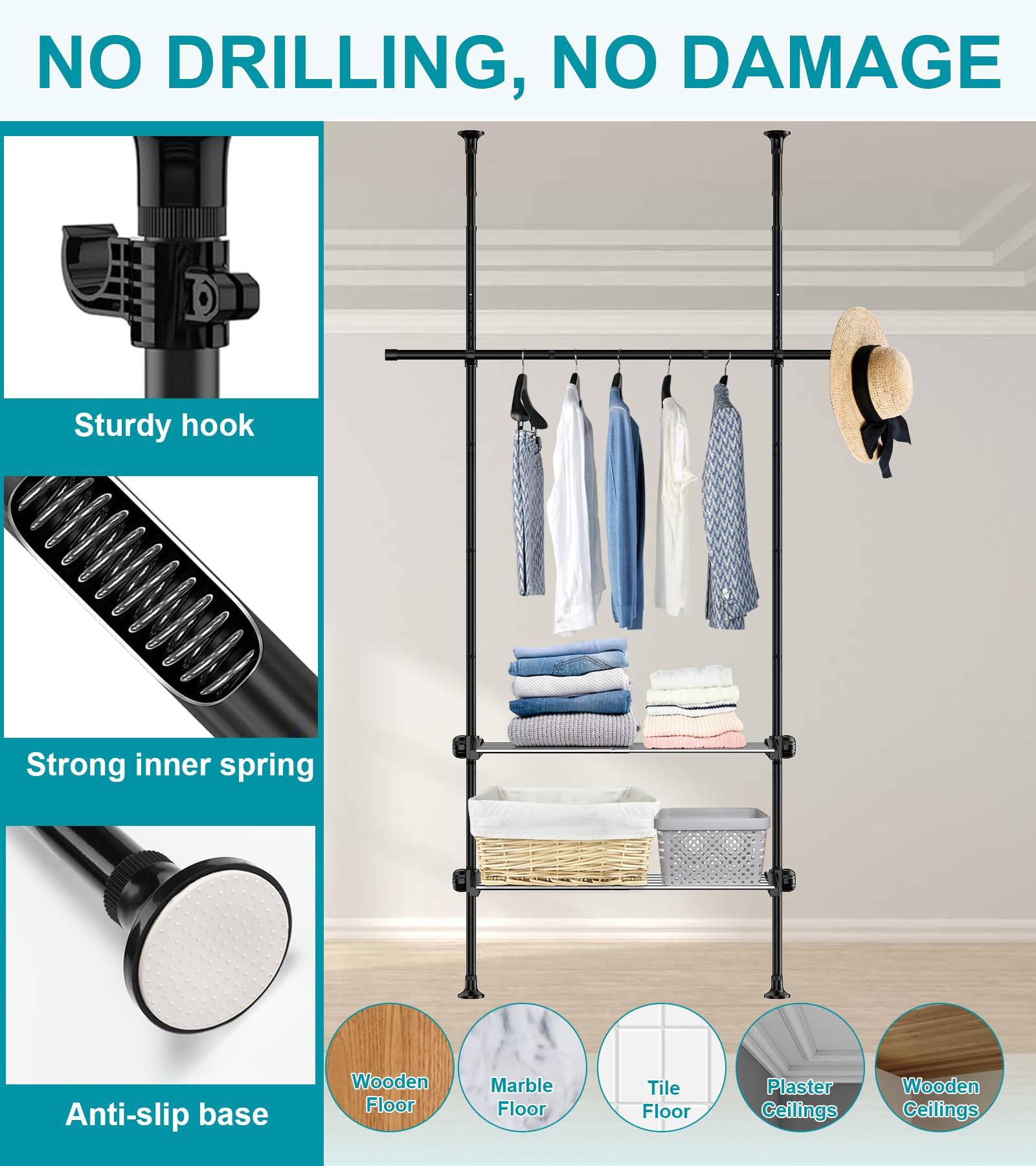 Snapklik.com : DIOVPLX Clothes Rack For Small Space, Clothing Rack For ...