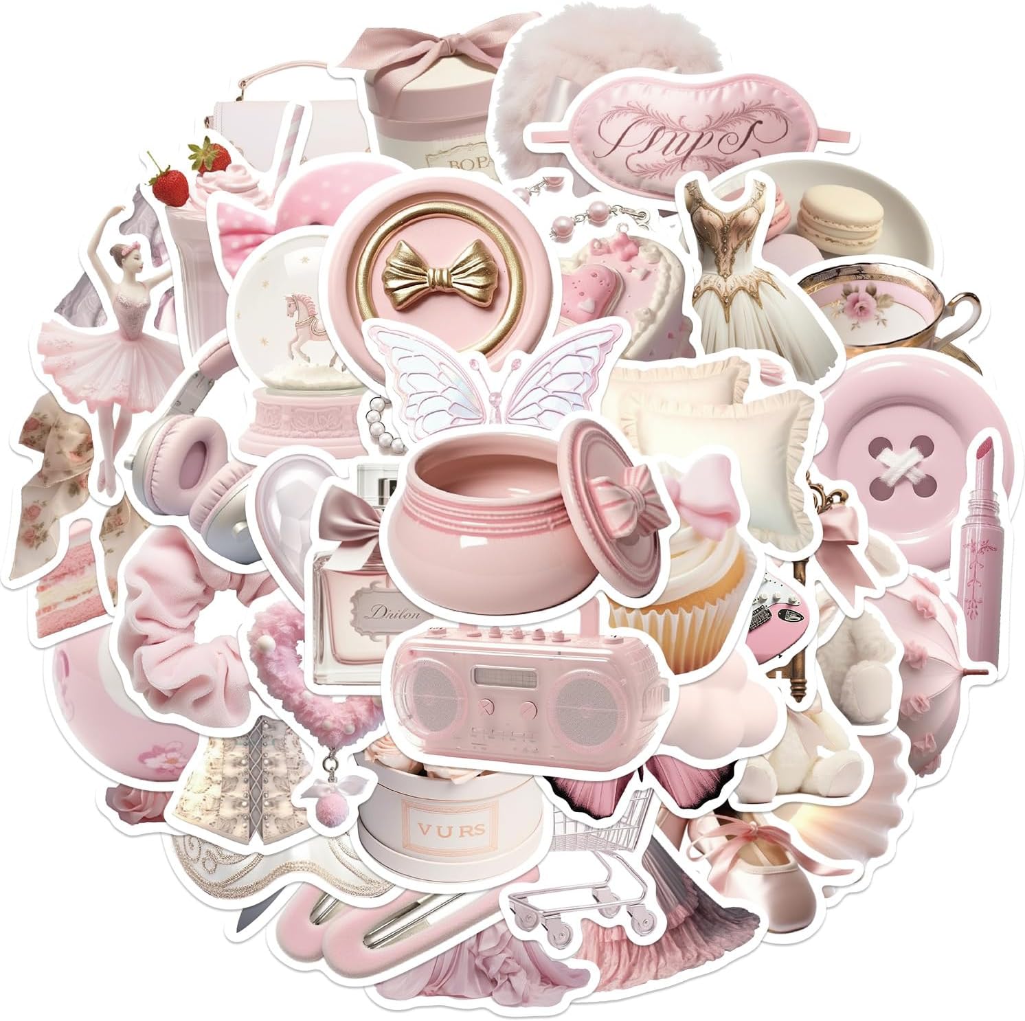Amazon.com: 50pcs Aesthetic Stickers for Pink Ballerina Waterproof ...