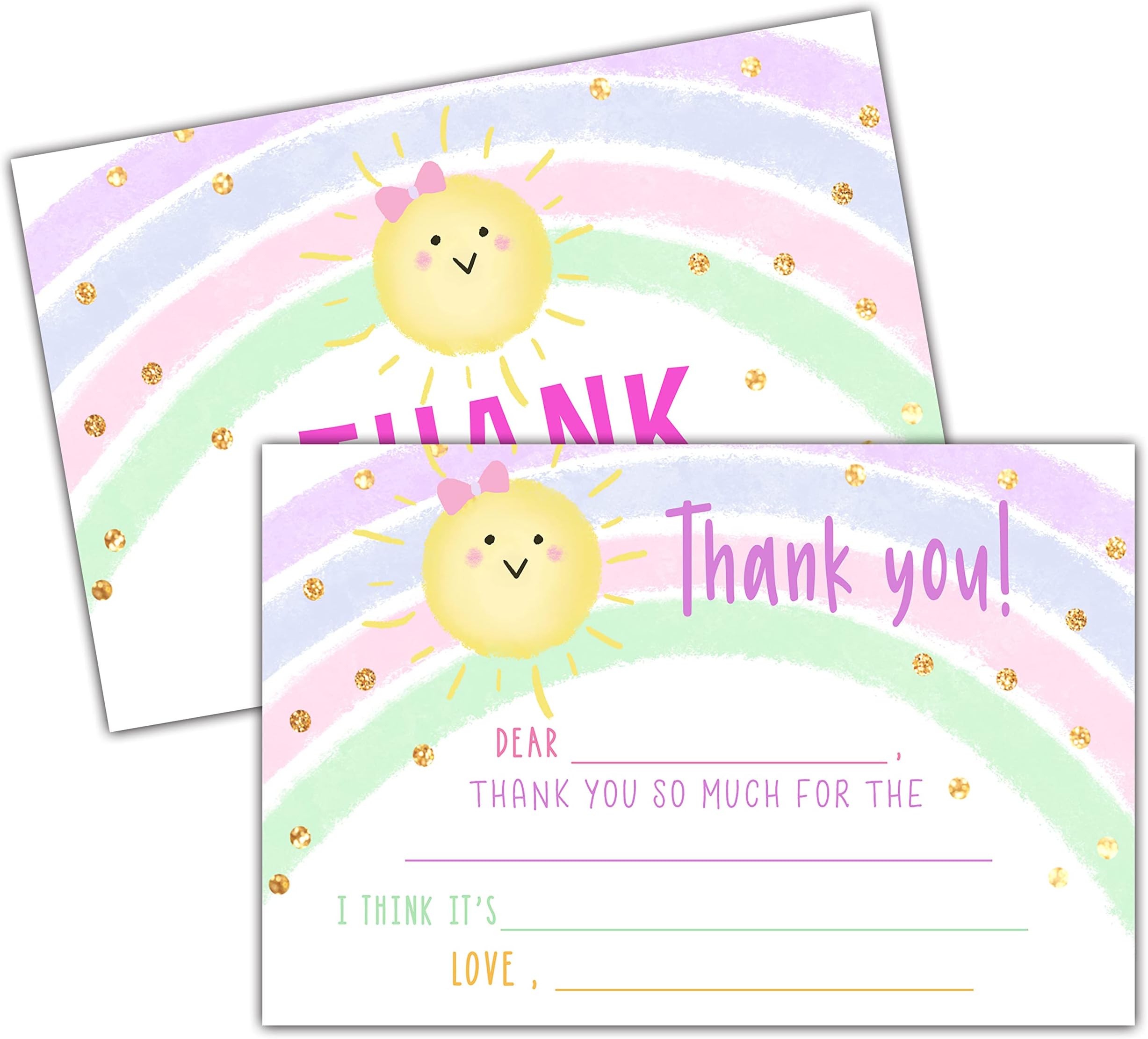 Amazon.com : Kids Fill in Thank You Card, Rainbow Colorful Birthday ...