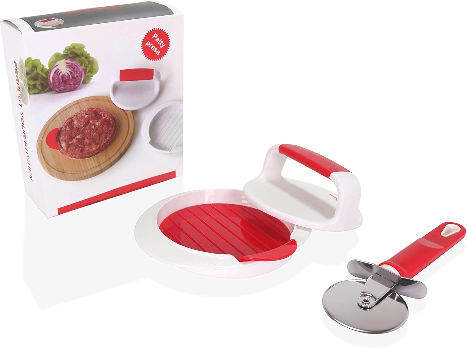 Amazon.com: Hamburger Press Patty Maker with Stainless Steel Pizza ...