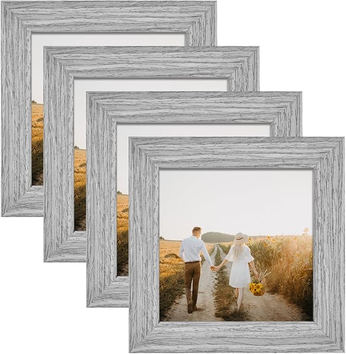 Amazon.com: KINLINK Square 4x4 Picture Frames Grey, Solid Wood Frames ...
