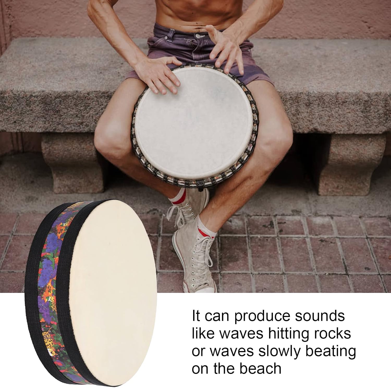 Ocean Drum, 20.5cm / 8.1in Ocean Wave Drum Sheepskin Sea Drum Music ...
