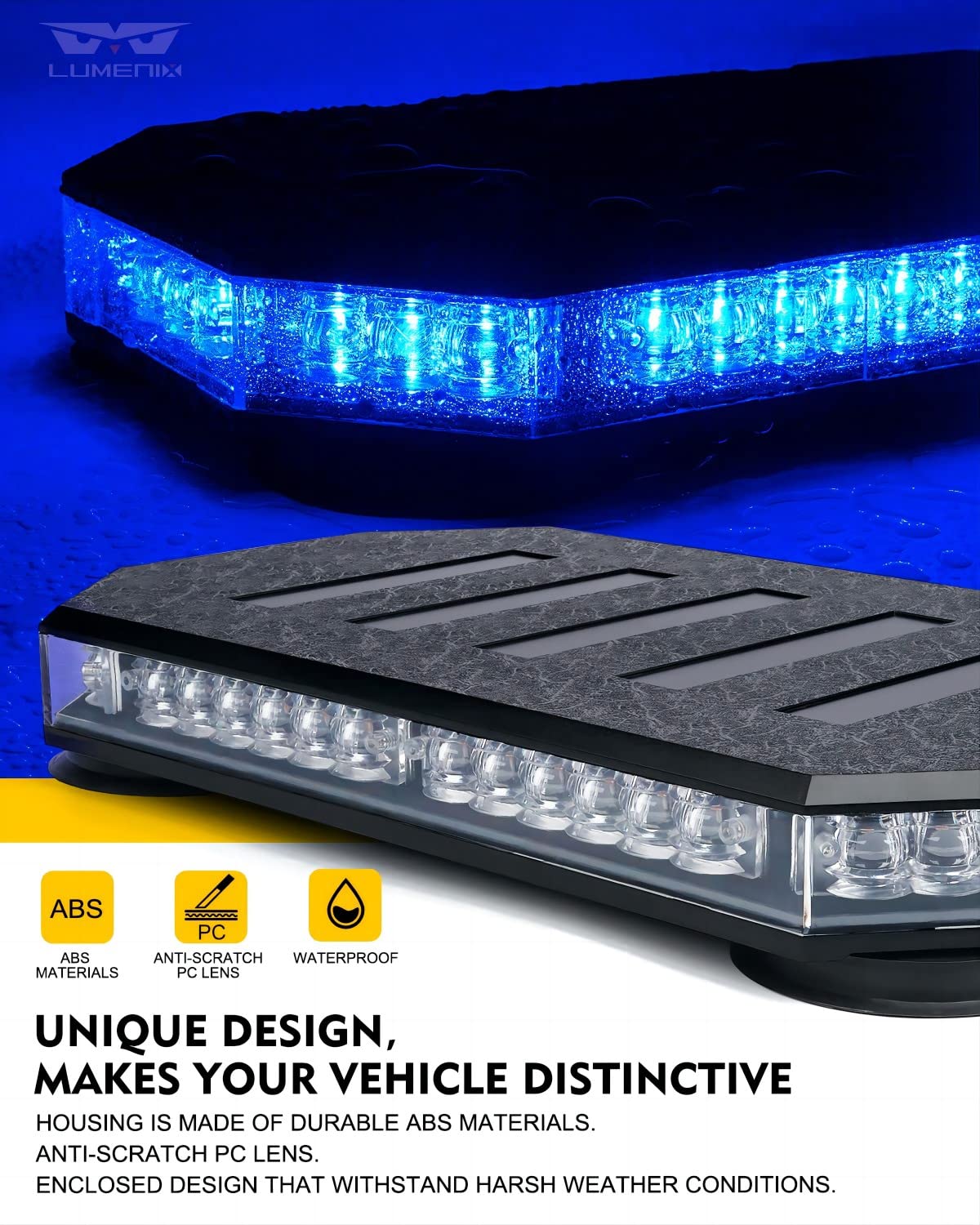 Snapklik.com : LUMENIX 42 LED Roof Top Strobe Beacon Light Bar Hazard ...