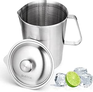 Amazon.com: Stainless Steel Pitcher with Lid 2 L 70 oz Measuring Cup ...