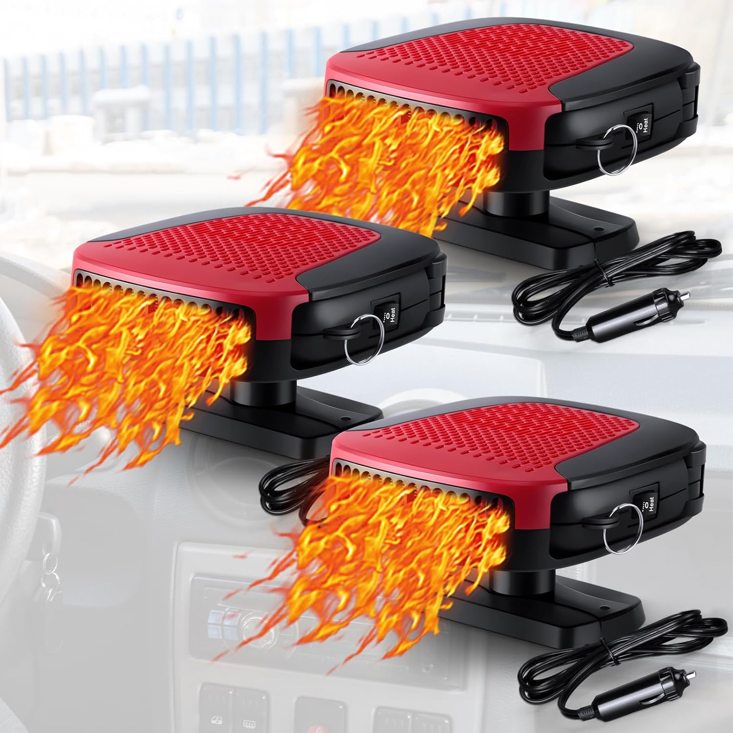 Datanly 3 Pack 150W Portable Car Heater Plug into Cigarette Lighter 2 ...