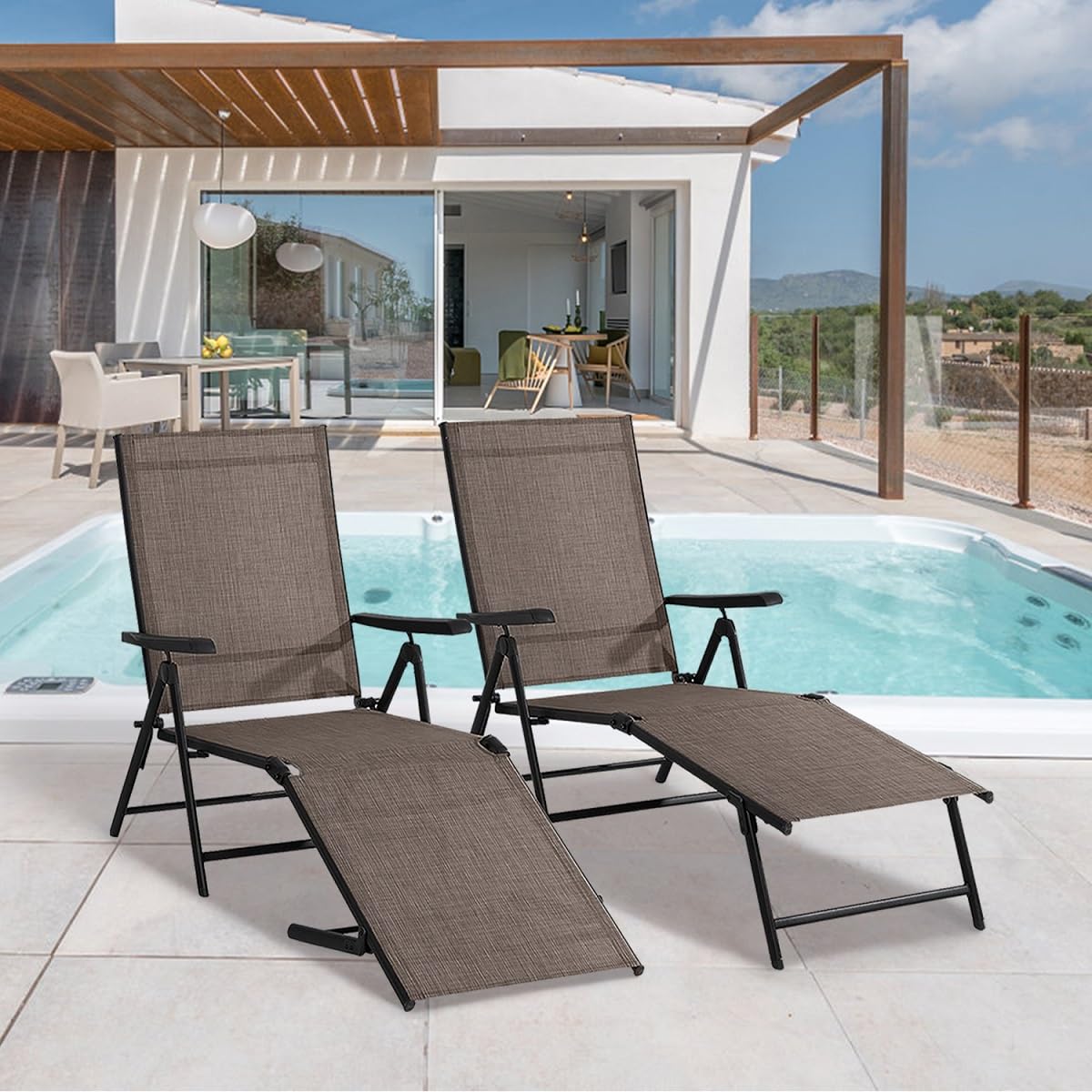 Snapklik.com : MFSTUDIO 2 Piece Outdoor Folding Patio Chaise Lounge ...