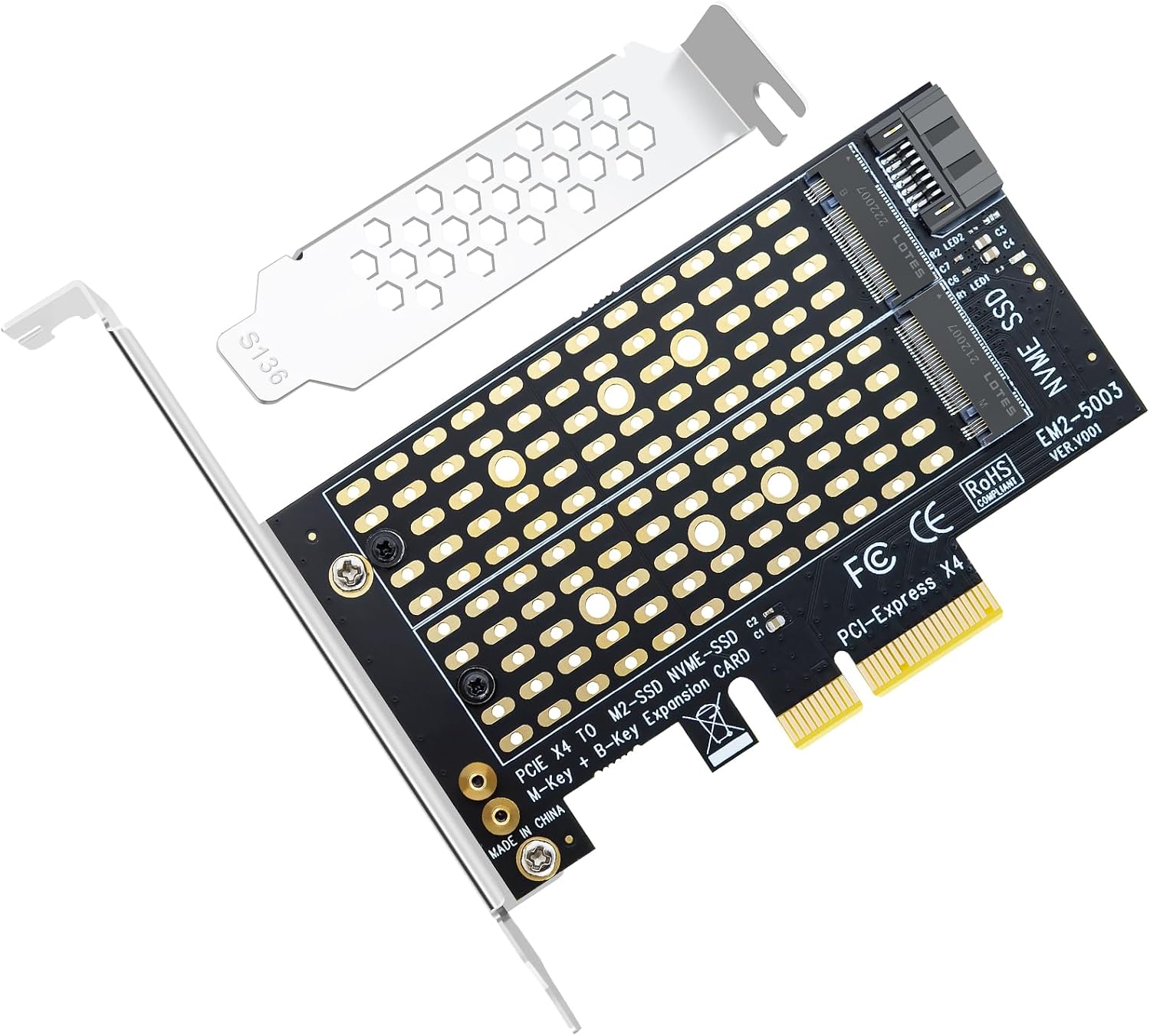 Amazon.com: PCIe 4.0 x4 to Dual M.2 Adapter Card, Dual Slot NVMe/SATA ...