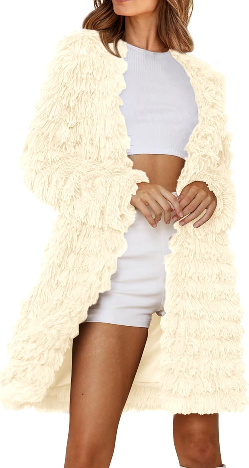 PRETTYGARDEN Women's Winter Faux Fur Jackets Fall Fashion Open Front ...