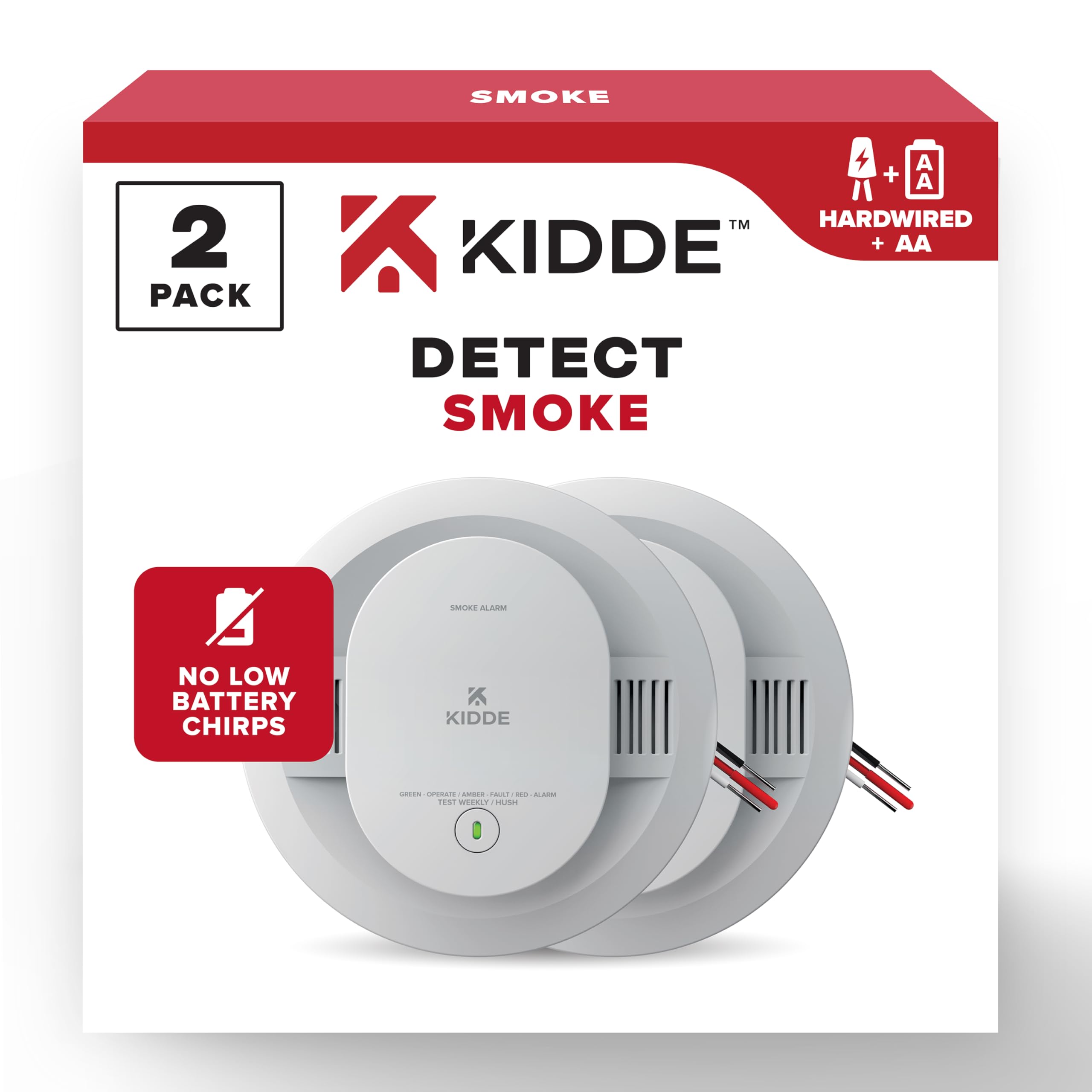 Kidde Hardwired Smoke Detector, AA Battery Backup, Interconnectable ...