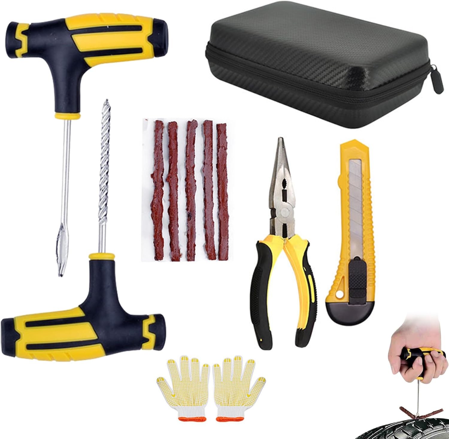 YOZAIUUI 6-Pack Puncture Tyre Repair Kit: Car Puncture Repair Kit ...