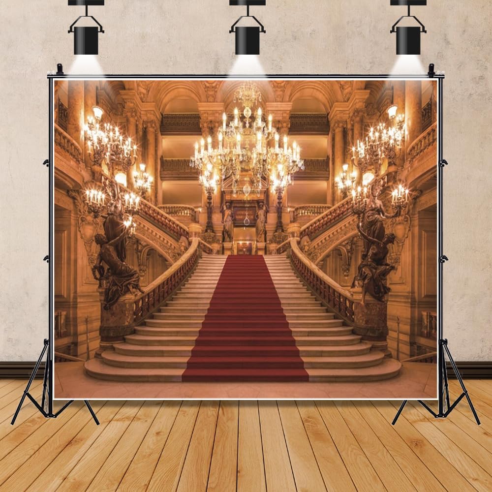 Amazon.com : ZJRBJB 10x8ft Red Carpet Palace Backdrop, Golden European ...