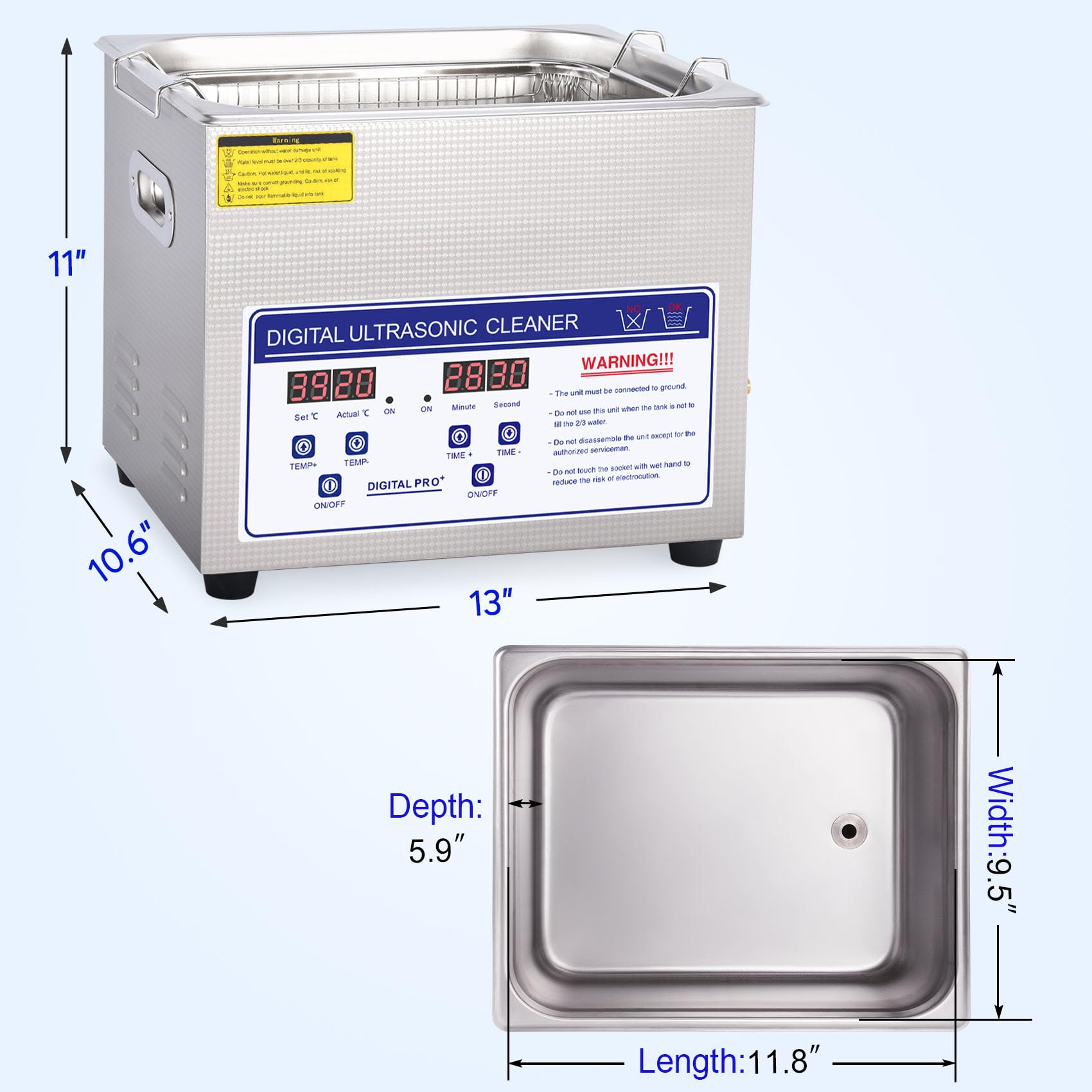 Snapklik.com : PNKKODW Professional Ultrasonic Cleaner 10L Lab Sonic ...