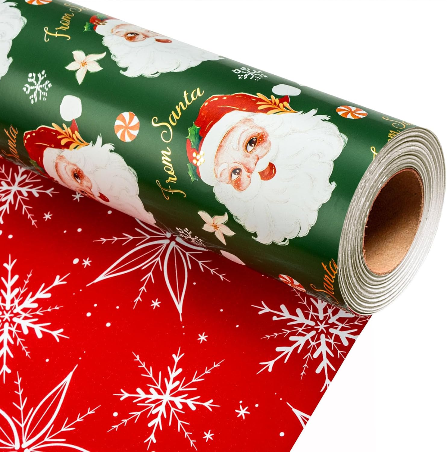 Amazon.com: Burymento Green Christmas Wrapping Paper, Reversible Green ...