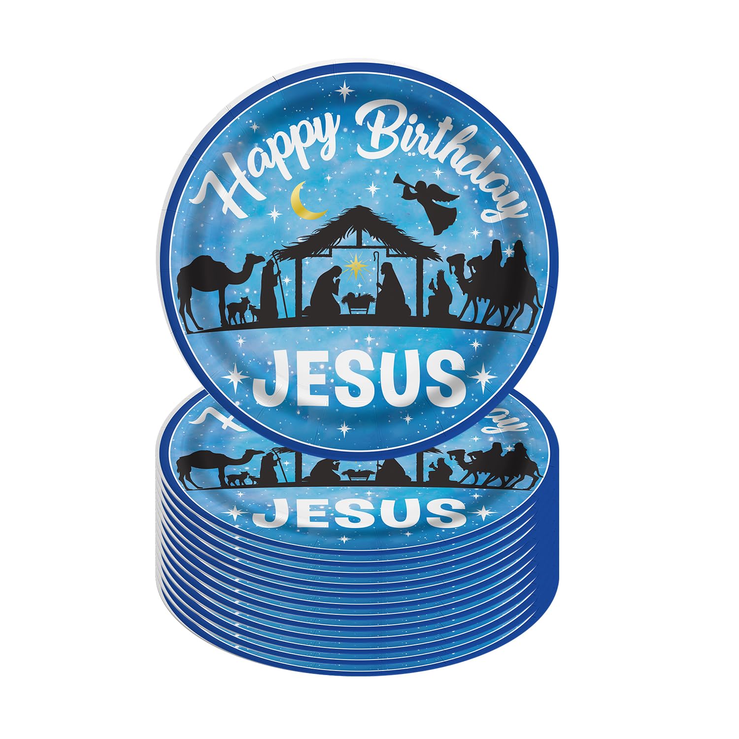 Amazon.com: Happy Birthday Jesus Plates, Christmas Nativity of Jesus ...