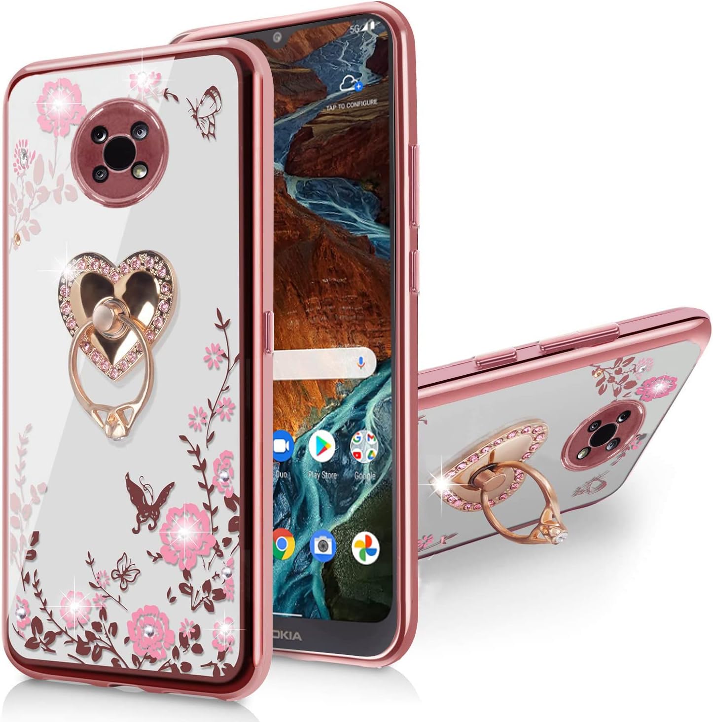 Amazon.com: B-wishy Nokia G300 5G Glitter Case - Slim Butterfly Floral ...