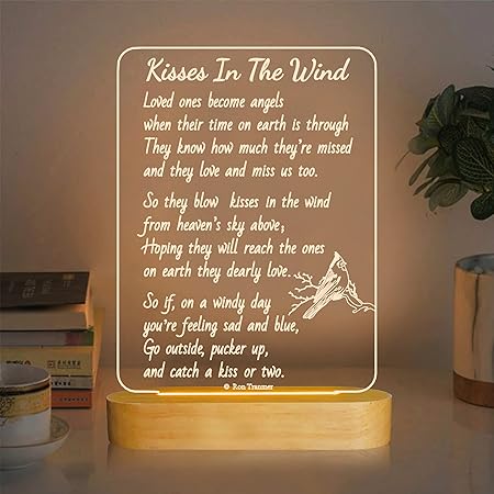 Bereavement Gift Sympathy Gift Heart Shaped Night Light Crystal Acrylic ...