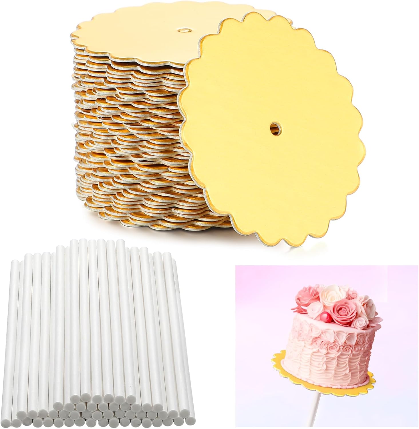 Amazon.com: Geelin 50 Set Scalloped Cake Pop Boards with Cake Pops 2 ...