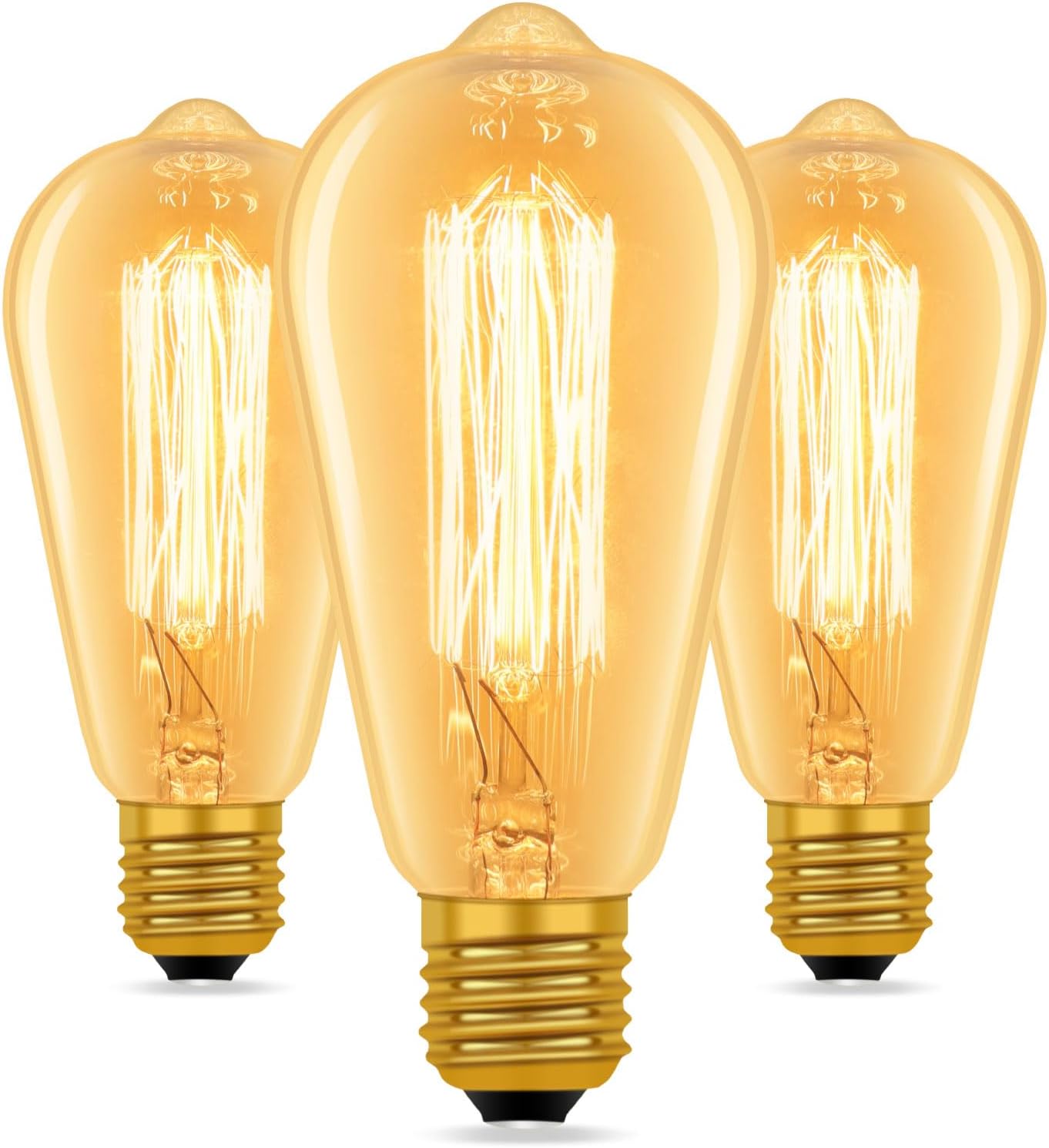 ST64 Vintage Light Bulbs E27 Edison Light Bulbs, Amber Warm White 2700K ...