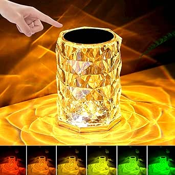 Brabola Crystal Touch Lamp, 16 Color Changing Touching Control Rose ...