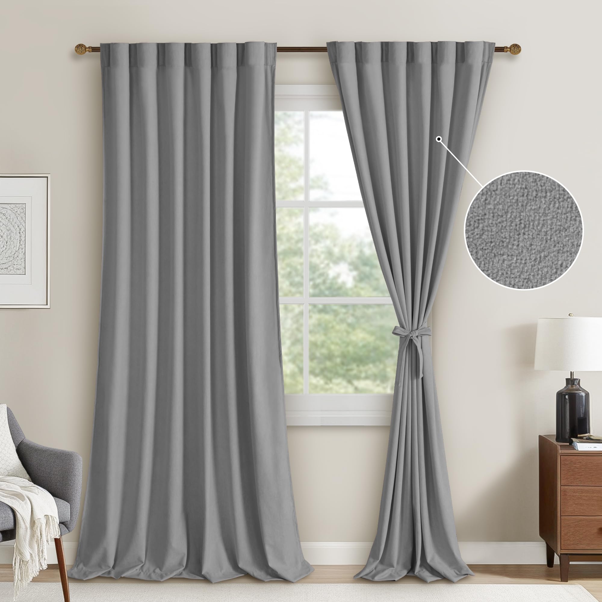Amazon.com: DWCN Grey Velvet Curtains 96 inches Long - Super Soft ...