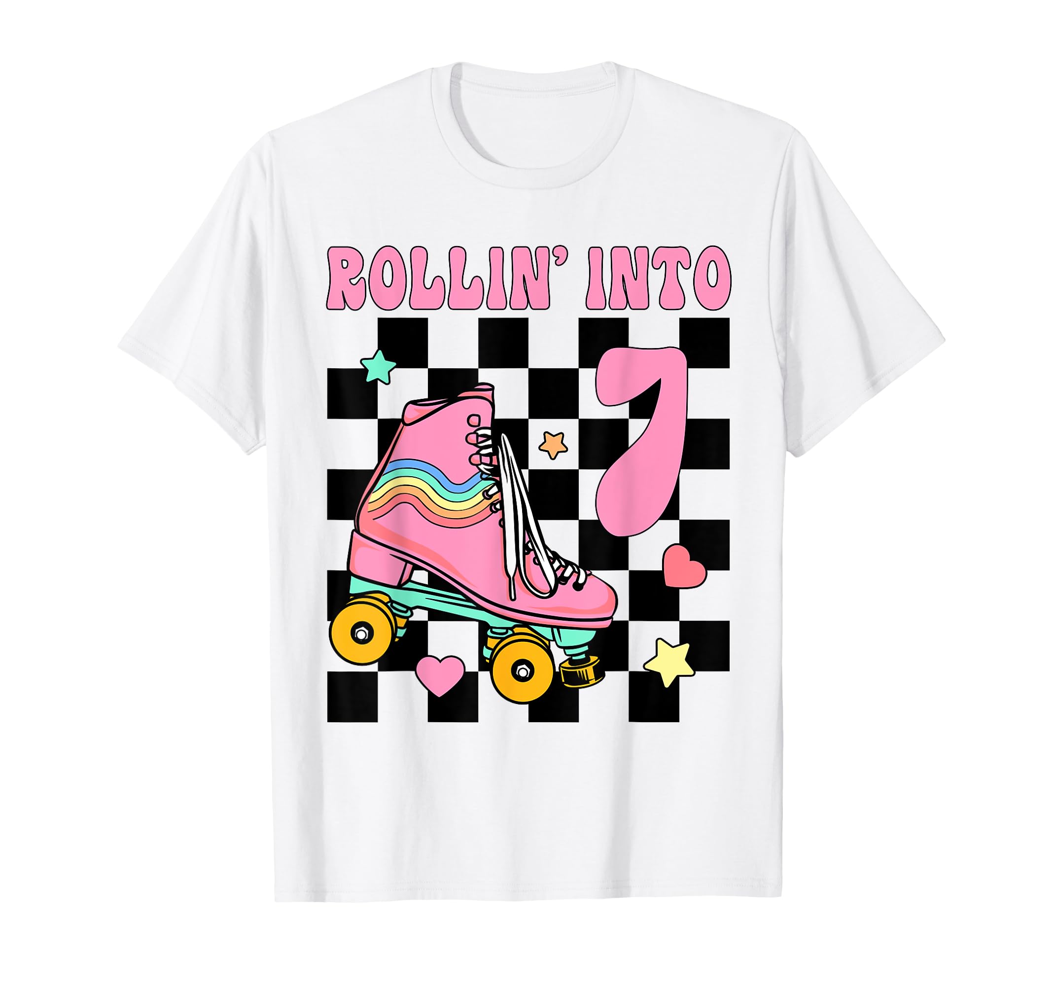 Amazon.com: Rolling Into 7 Years Old Roller Skating Girl 7th Birthday T ...