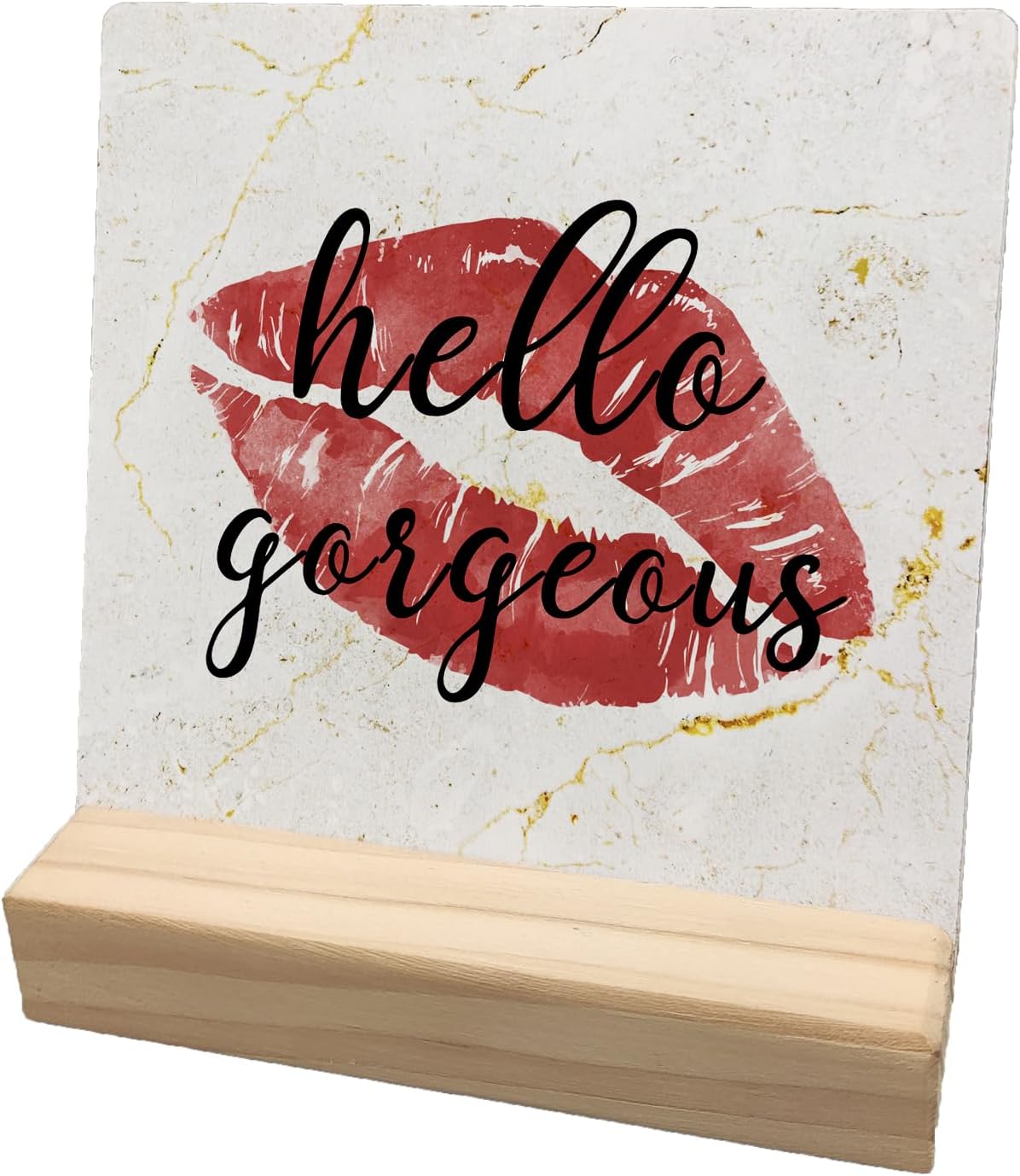Amazon.com: IWXYI Hello Gorgeous Wooden Sign with Stand, Modern Red ...