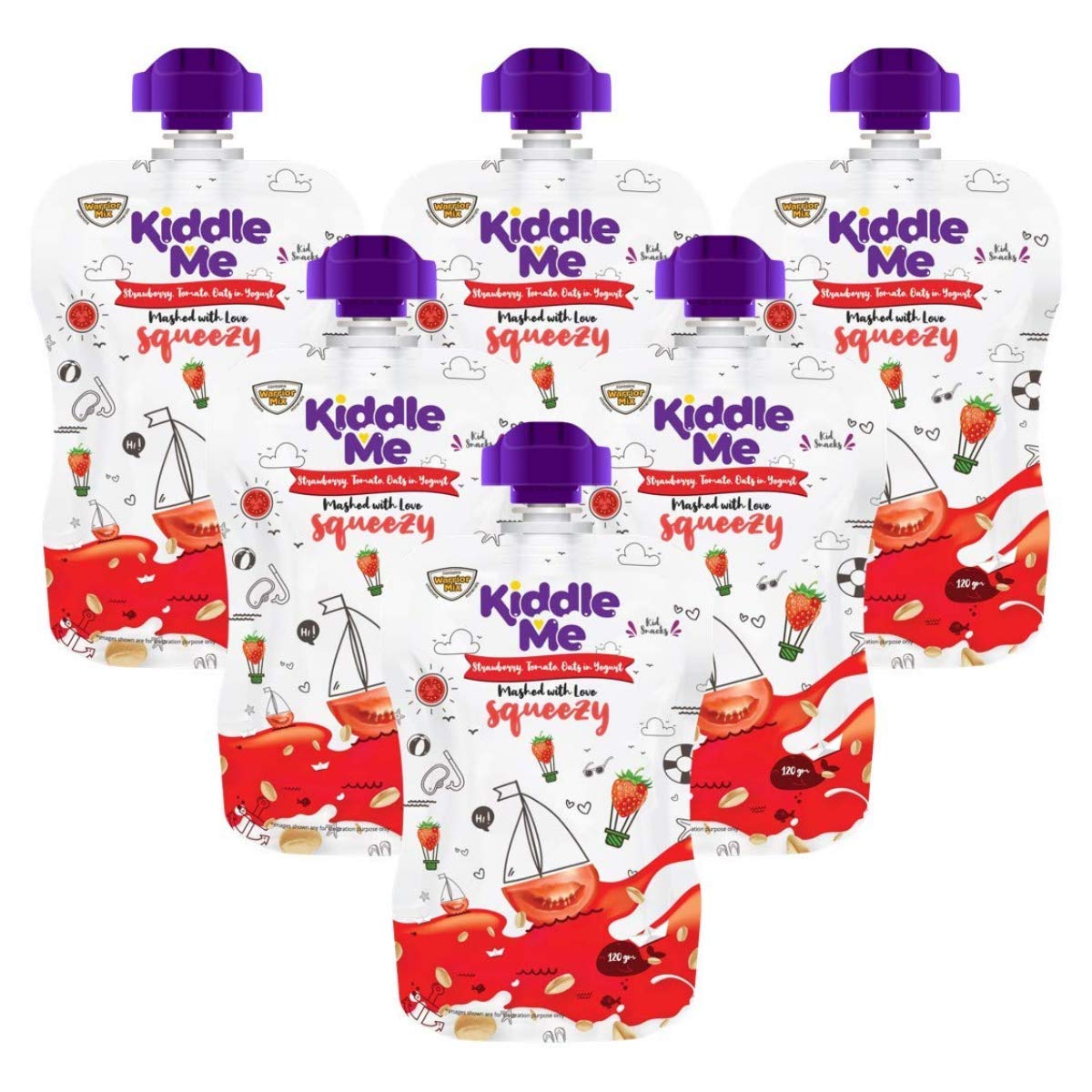 Buy Kiddle Me Squeezy Fruit Puree (120g-Pack of 6) | Yogurt Squeezy ...
