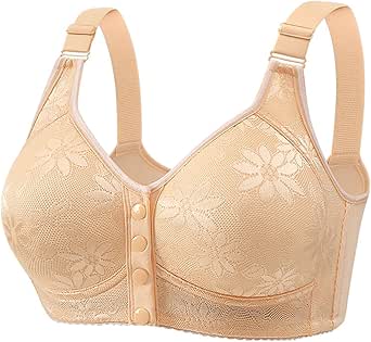Womens Full Coverage Front Closure Bras Comfortable Snap Closure Plus ...