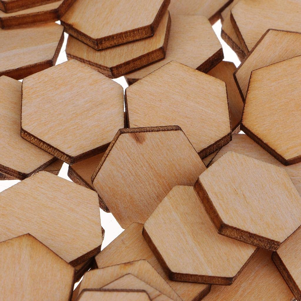 Buy Hexagon Shaped Wooden Embellishments Shapes for Craft Decor DIY ...